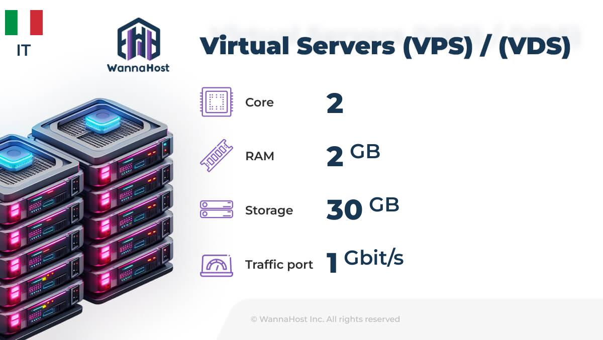 Virtual Servers (VPS) / (VDS) in your location(🇮🇹 Italy). – WannaHost